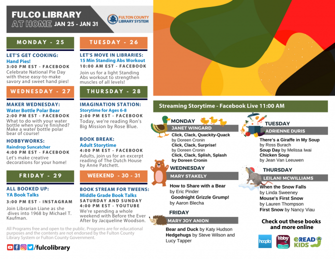 This Week at Fulco Library – 01/25 – 01/31 | Fulton County Library System