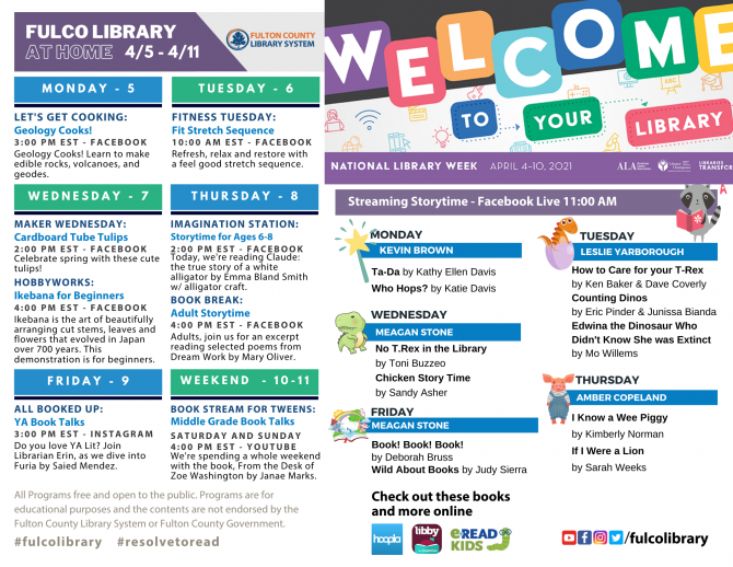 Your Week at Fulco Library – April 5 – 11 | Fulton County Library System