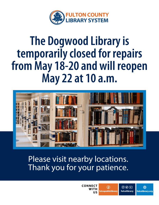 Dogwood Library Closes for Repairs | Fulton County Library System