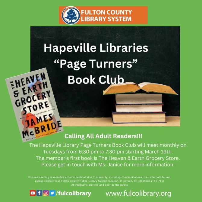 Hapeville Libraries Page Turners Book Club | Fulton County Library System