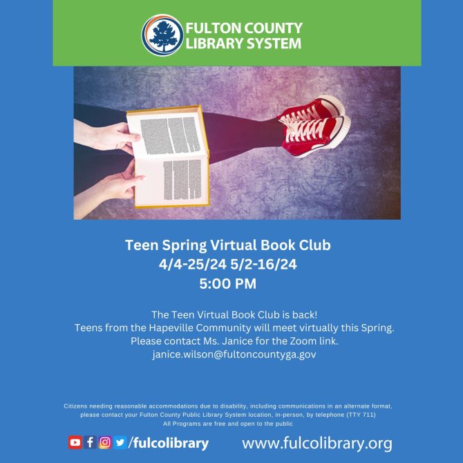 Teen Spring Virtual Book Club | Fulton County Library System